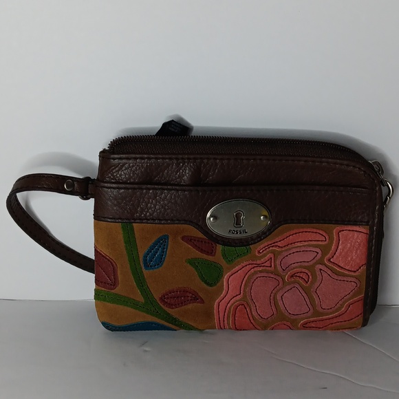 Fossil | Bags | Womens Fossil Wallet Leatherseud Rare Zipper Works ...